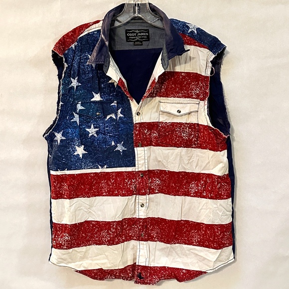 American Vintage | Shirts | Western Red White Blue Stars Stripes Rodeo ...
